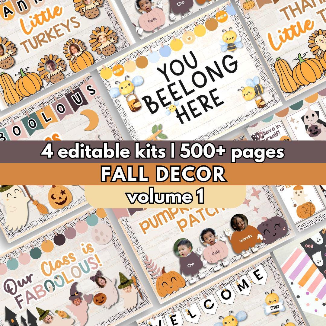 Fall Classroom Decor Bundle - Editable & Printable Bulletin Boards ...