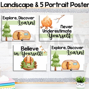 Camping Themed Growth Mindset Posters - Motivational Notes, Bulletin ...