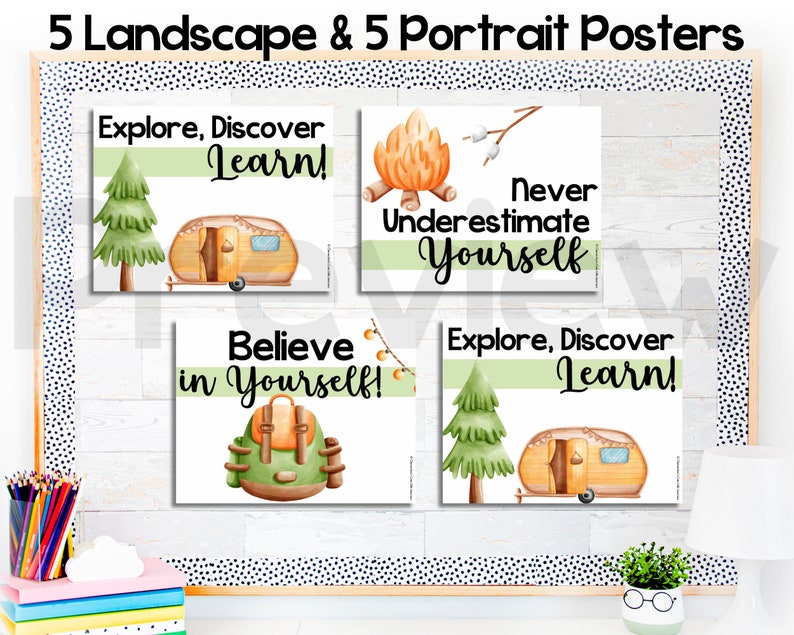 Camping Themed Growth Mindset Posters - Motivational Notes, Bulletin ...