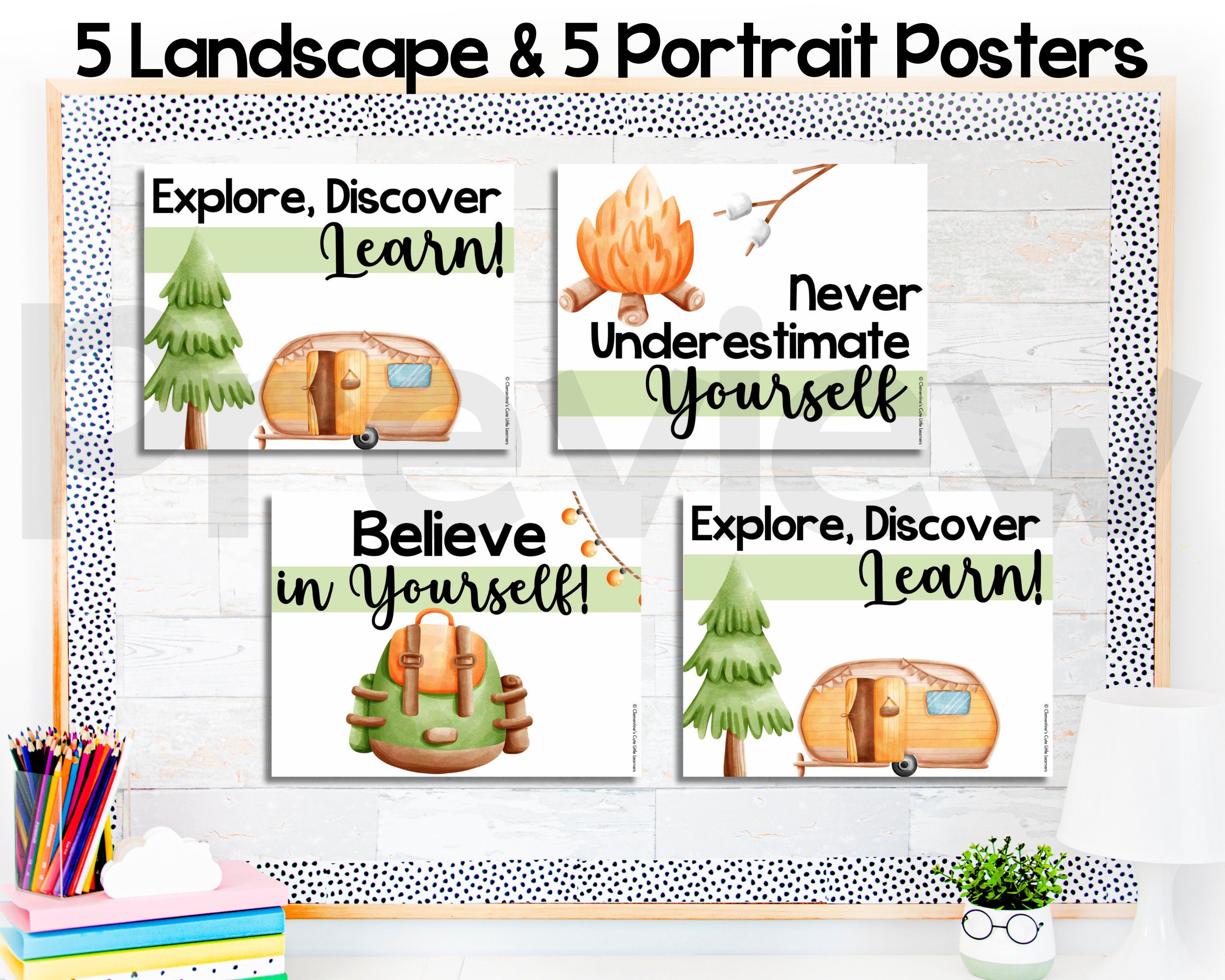 Camping Themed Growth Mindset Posters Motivational Notes, Bulletin ...