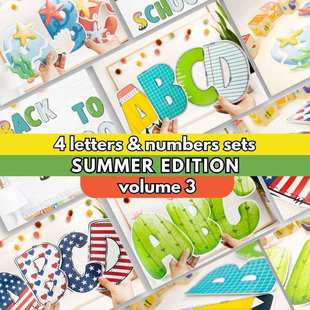 Summer Letters & Numbers Bundle | Bulletin Board Decor Set With Ocean ...