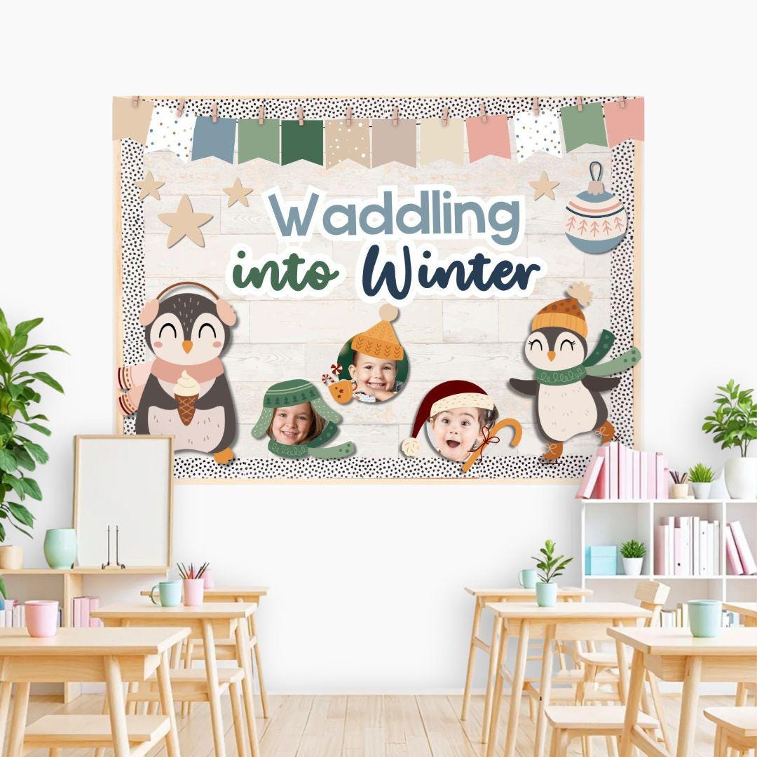 Penguins Cozy Classroom Decor – Printable Door and Bulletin Board Set ...