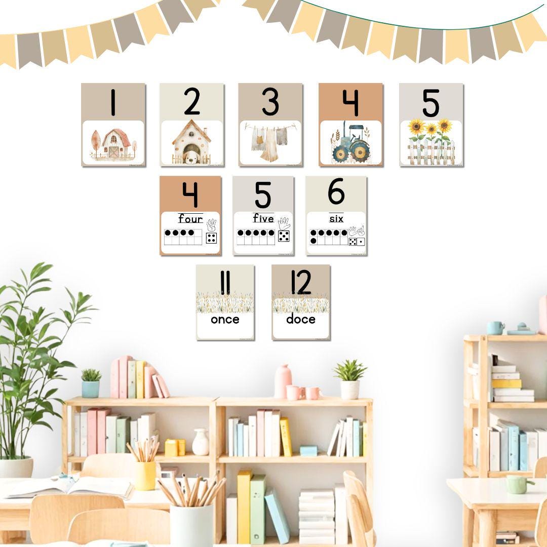 Farm Themed Number Posters for Classroom Decor, Spanish Version ...