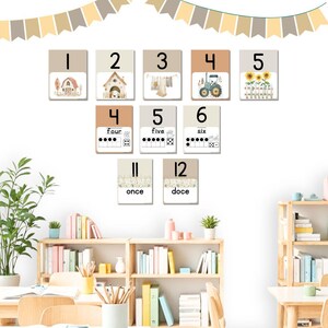 Farm Themed Number Posters for Classroom Decor, Spanish Version ...