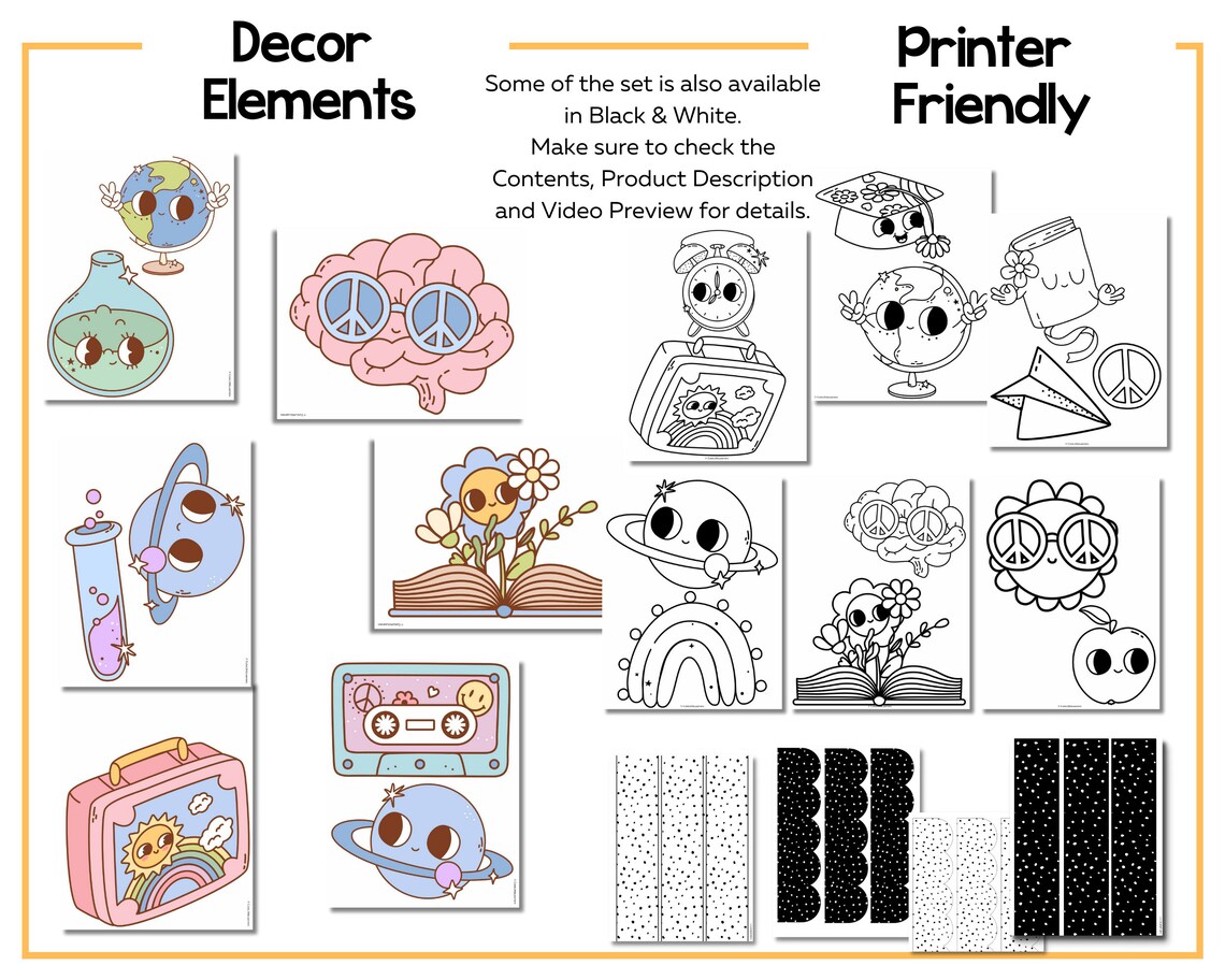 Retro Groovy Back to School Classroom Decor and Bulletin Board Kit ...