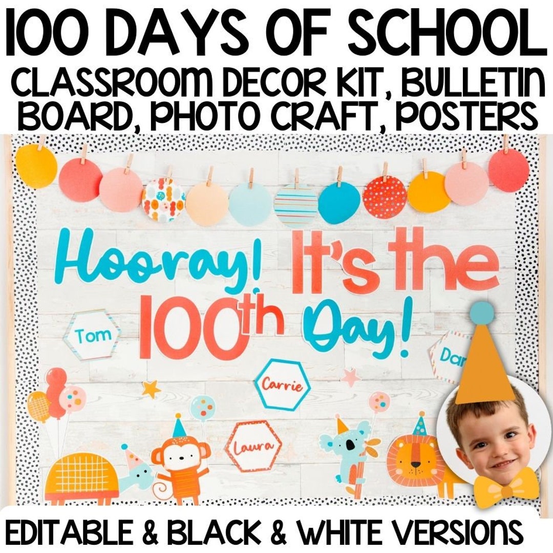 100 Days of School Bulletin Board & Interactive Classroom Decor ...