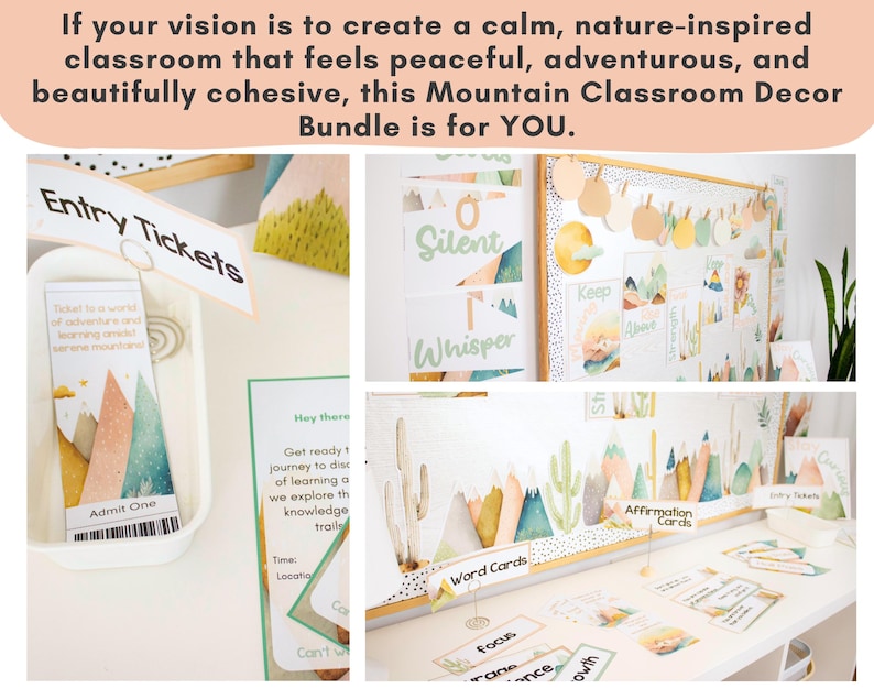 Mountain Classroom Decor Bundle, Editable Elementary Bulletin Board ...