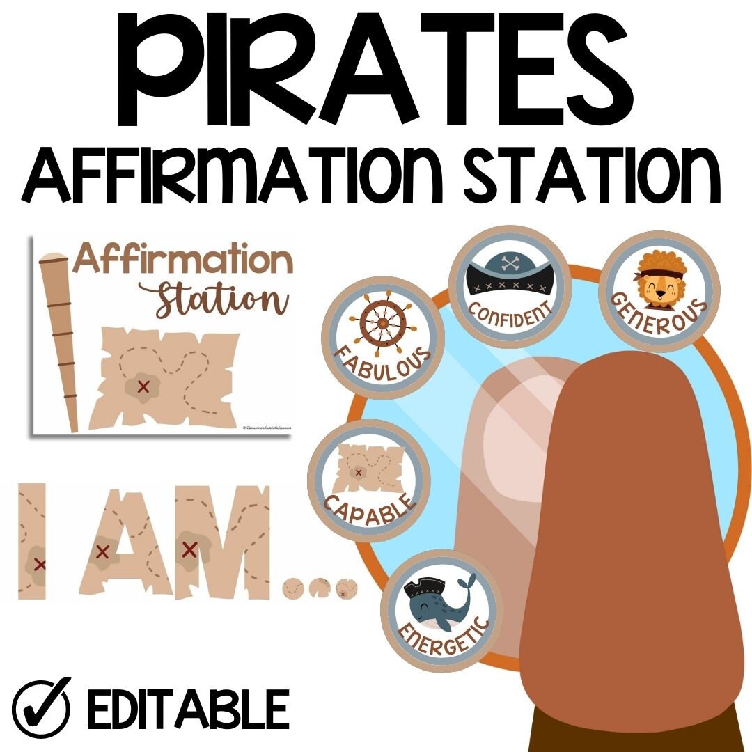 Affirmation Station Pirates Themed Editable Motivational Classroom ...