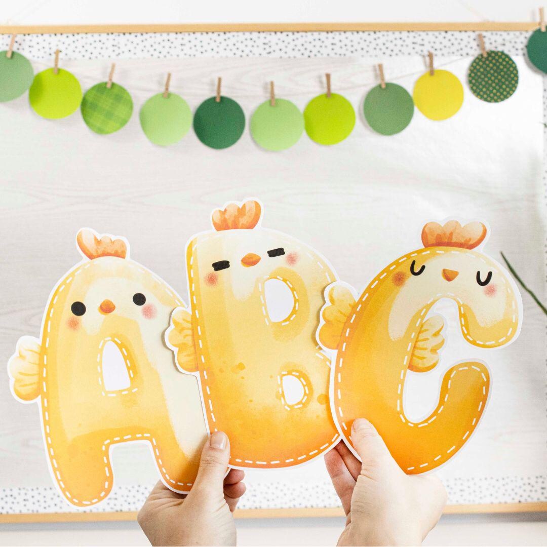 Chicks Lettering for Bulletin Board Titles / Classroom and Door Decor ...