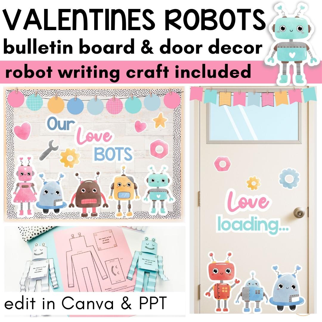 Valentine's Day Robots Bulletin Board Kit, Classroom Decor Posters ...