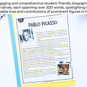Pablo Picasso - Printable Biography Pack, Reading Comprehension, Quote ...