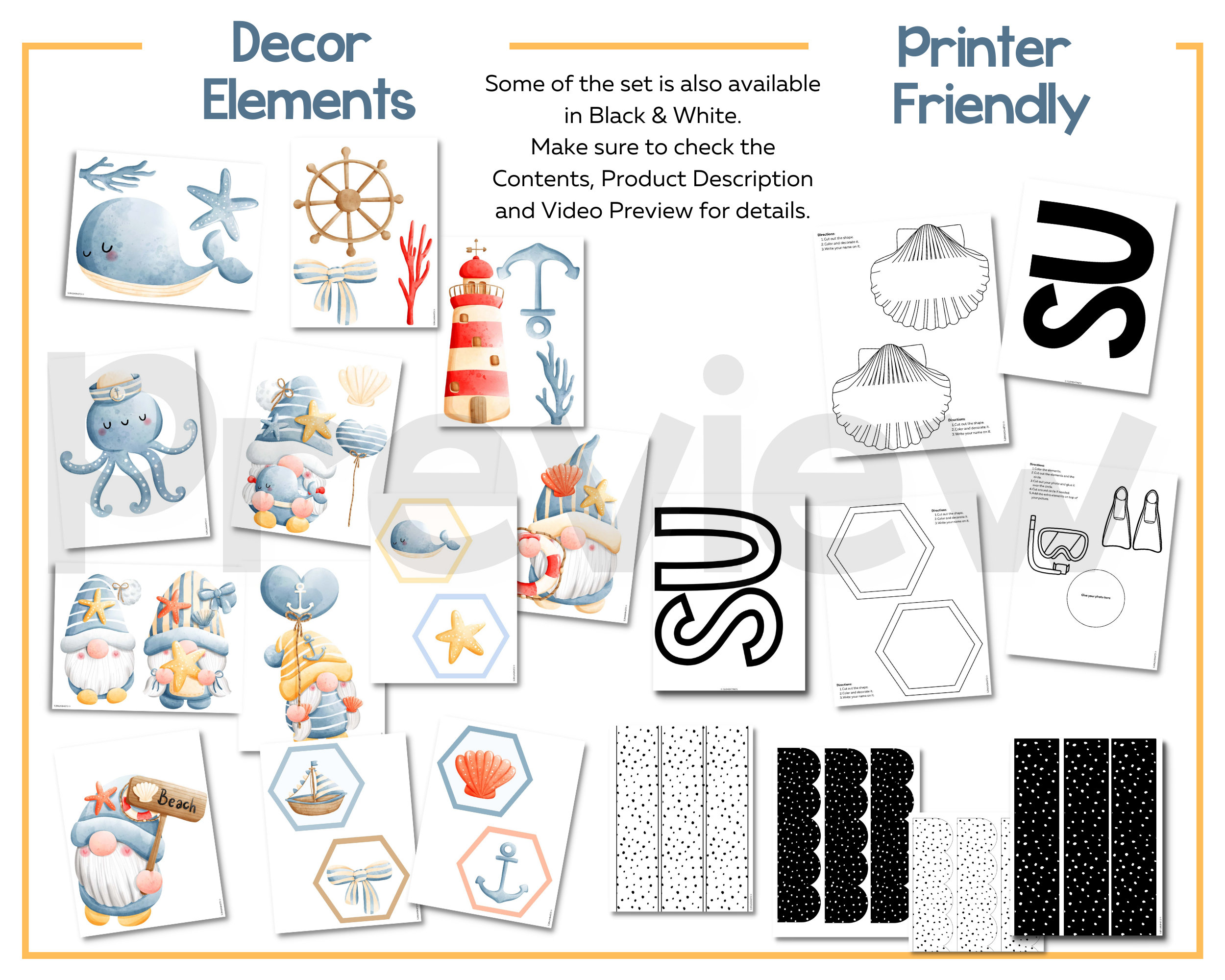 End of Year / Summer Fun Nautical Gnomes Bulletin Board & - Etsy