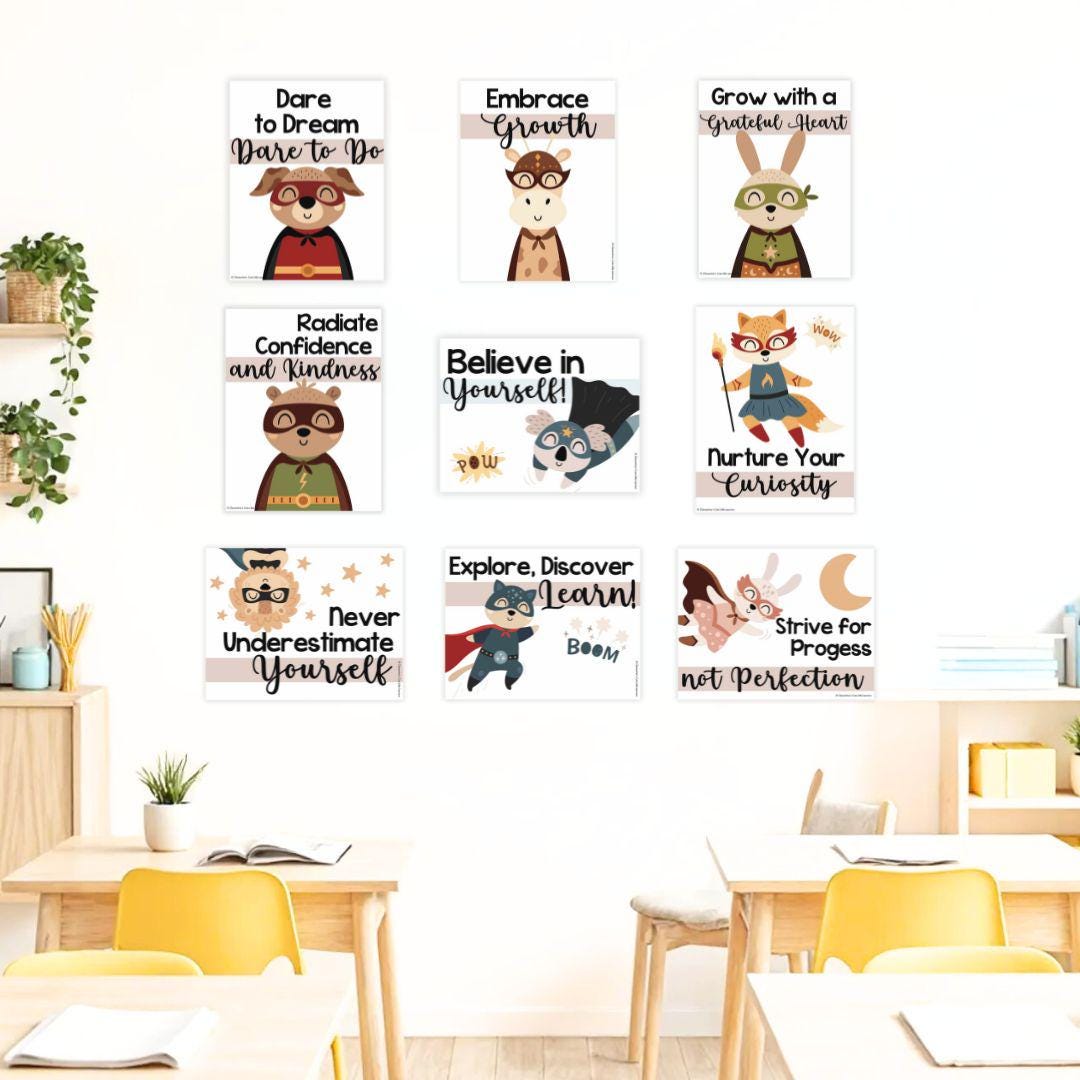 Superhero Growth Mindset Posters - Motivational Notes, Social Emotional ...
