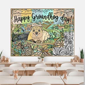 Groundhog Day Collaborative Poster | Printable Coloring Mural for ...