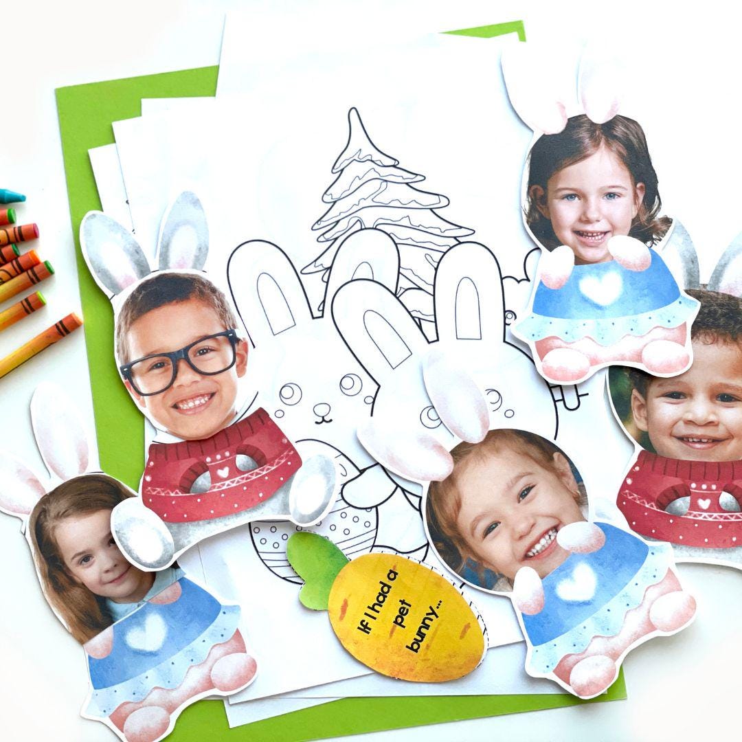 Spring Bunny Interactive Decor Activities - Photo Craft, Writing Prompt ...