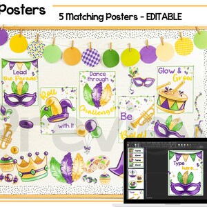 Mardi Gras Bulletin Board, Door Decor & Classroom Decor Posters ...