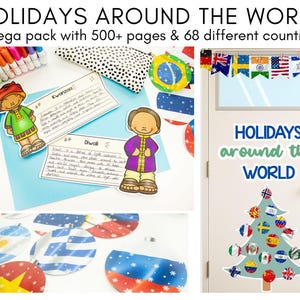 Christmas Around the World Bulletin Board – Classroom Decor Kit With 68 ...