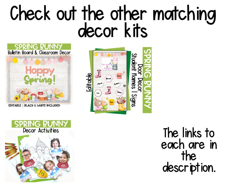 Spring Bunny Posters for Classroom Decor Editable in - Etsy