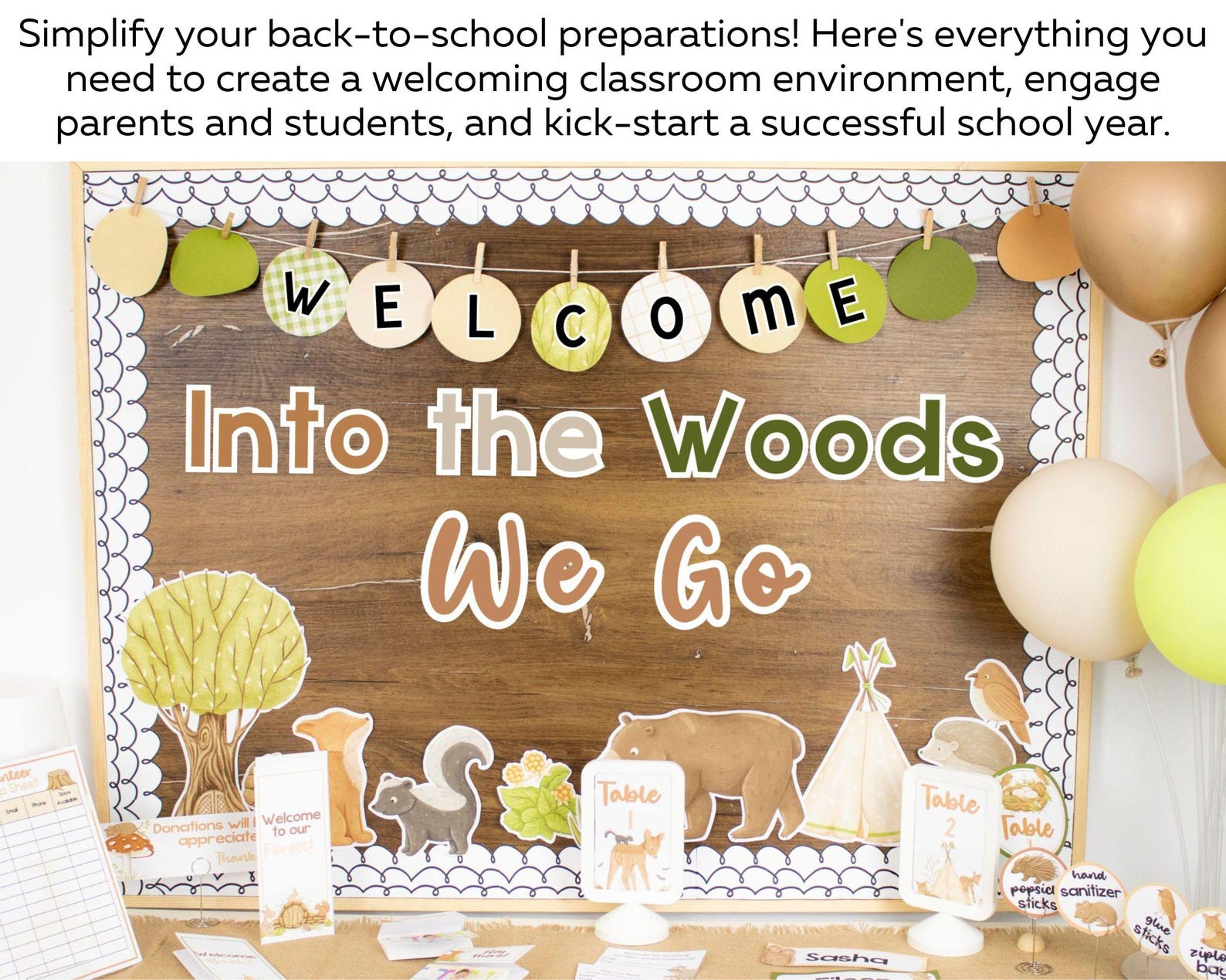 Woodland Friends Classroom Decor Kit: Editable Back-to-school Bulletin ...