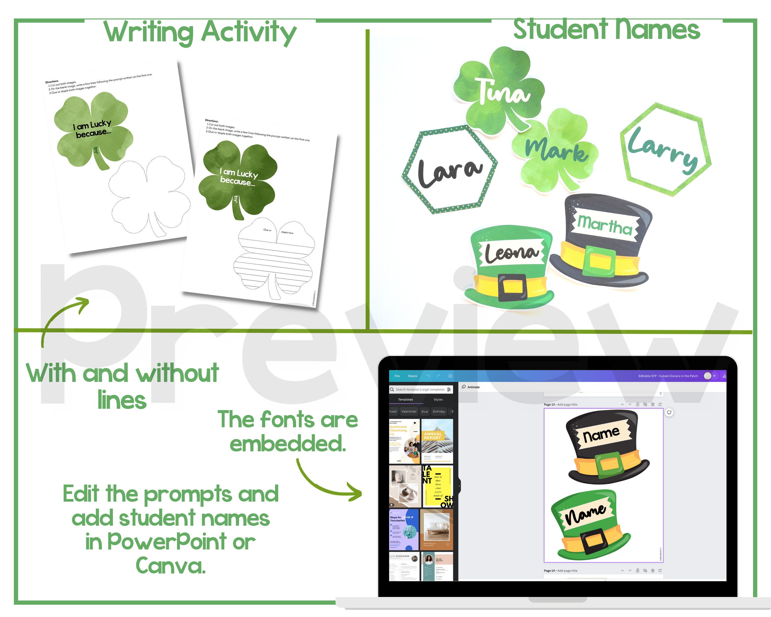 St. Patrick’s Day Clovers Bulletin Board – Interactive Classroom Decor ...