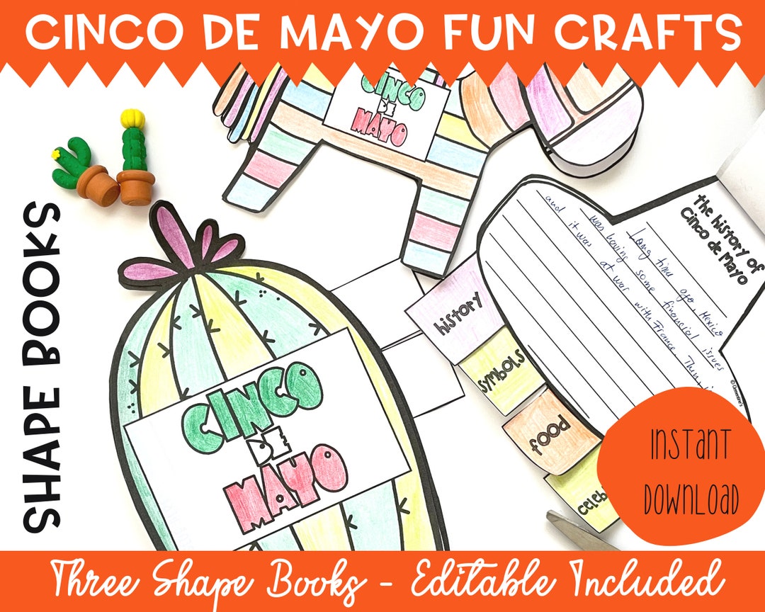 Cinco De Mayo Printable Shape Books for Learning Editable - Etsy