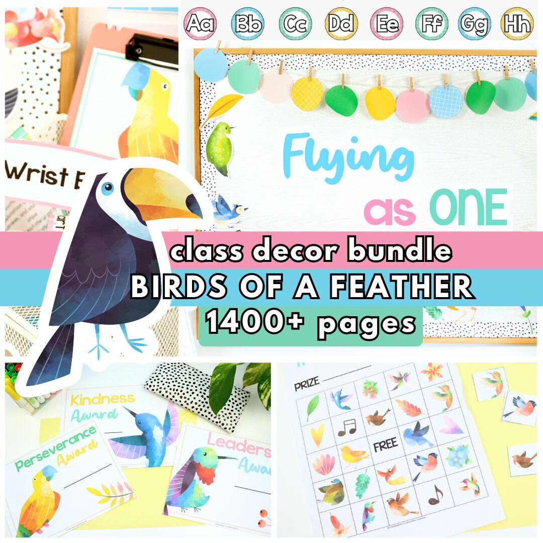 Birds of a Feather Full Classroom Decor Bundle - Editable SEL Room ...