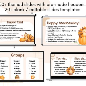 Thanksgiving Themed Daily Classroom Slide Templates With Timers ...
