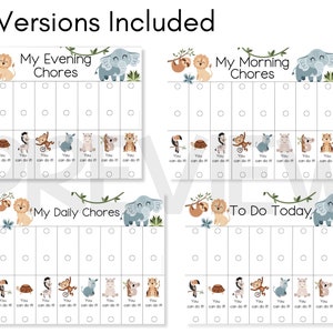 Printable Chore Charts Jungle Safari Themed, Editable Visual Schedule ...