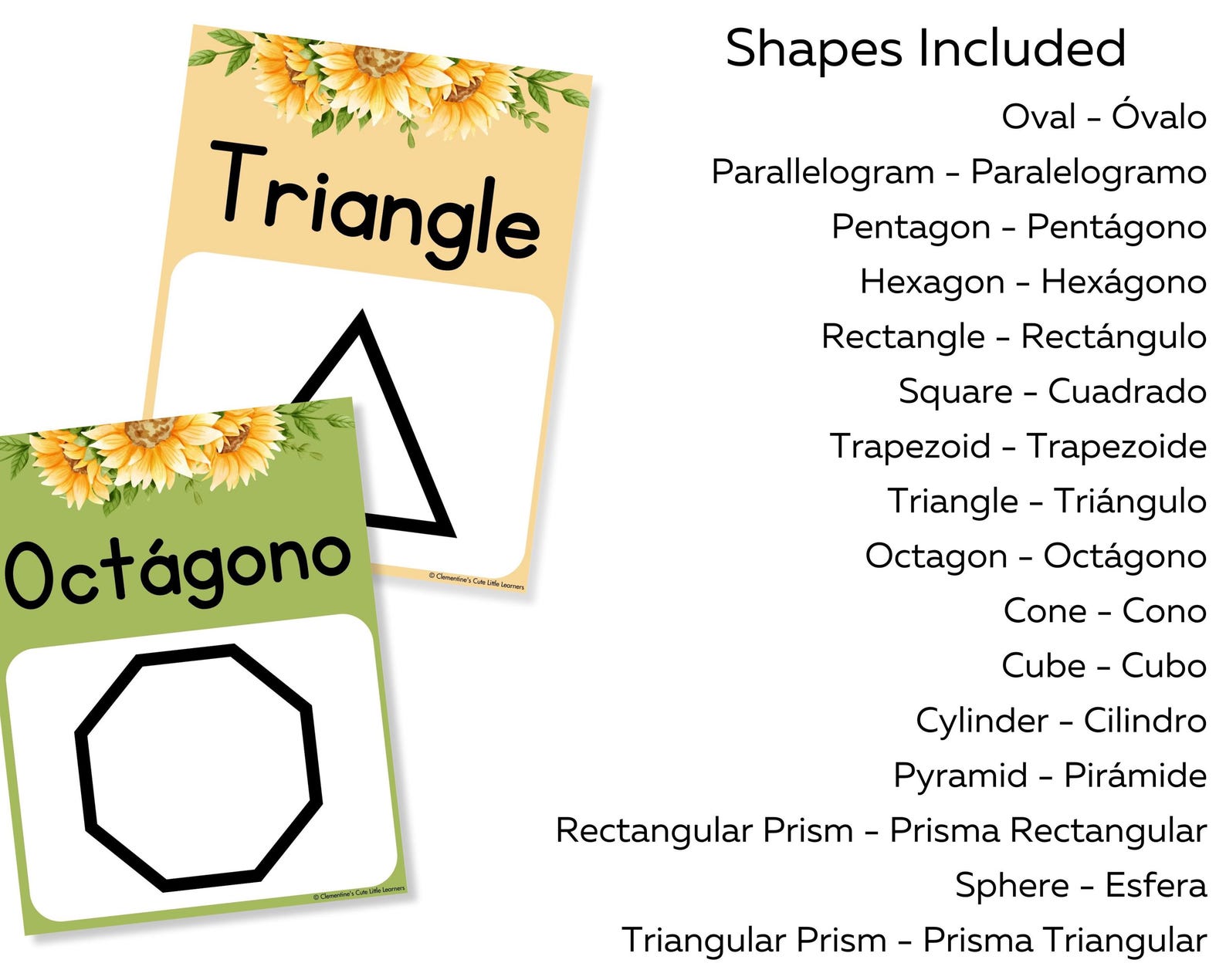 Sunflowers Themed 2D & 3D Shape Posters for Classroom Decor and ...