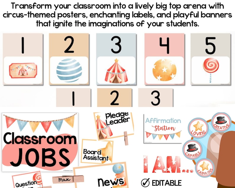 Circus Editable Classroom Decor Bundle, Bulletin Boards, Back to School ...