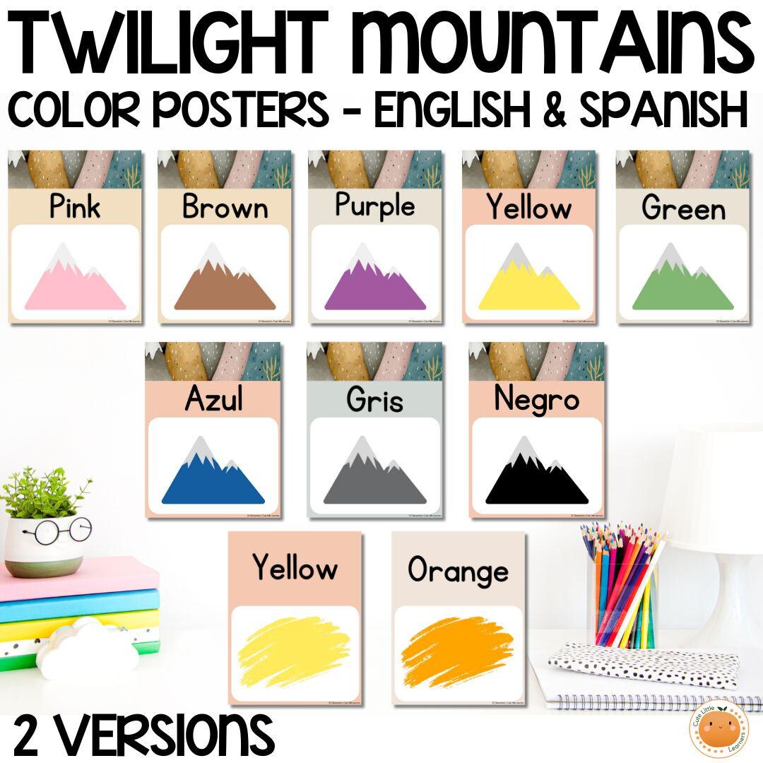 Mountain Themed Color Posters English & Spanish for Classroom Decor and ...