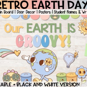 Groovy-retro Earth Day Bulletin Board & Classroom Decor - Etsy