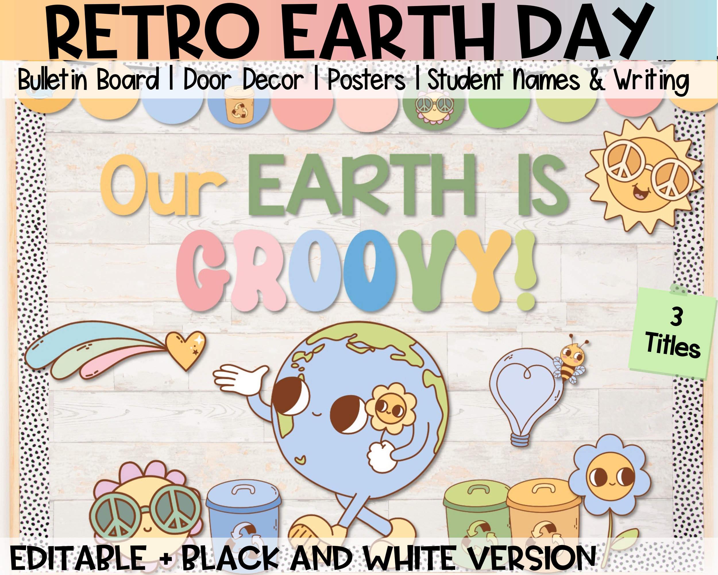 Groovy-retro Earth Day Bulletin Board & Classroom Decor - Etsy