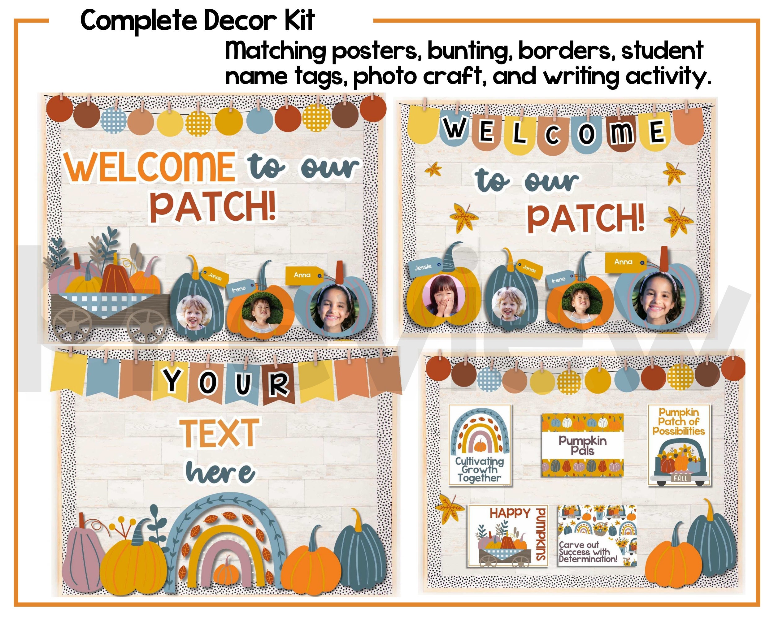 Halloween and Fall Pumpkin Patch Bulletin Board & Classroom Decor ...