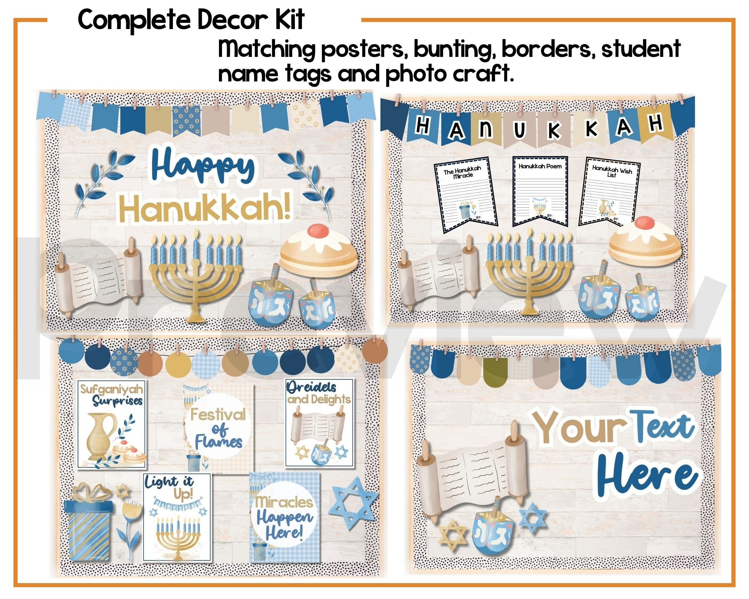 Hanukkah Classroom Decor, Door Decor & Bulletin Board, Writing Prompts ...