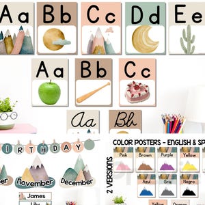 Twilight Mountains Classroom Decor Bundle: Editable Bulletin Boards ...
