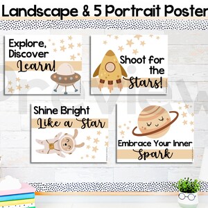 Boho-space Themed Growth Mindset Posters Motivational Notes, Bulletin ...