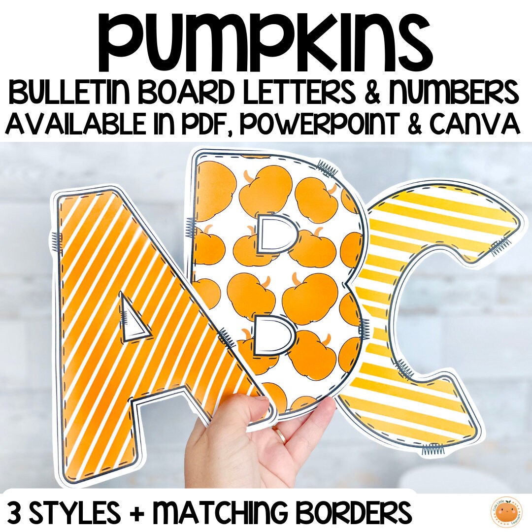 Pumpkins Lettering for Bulletin Board Titles / Halloween & Thanksgiving ...