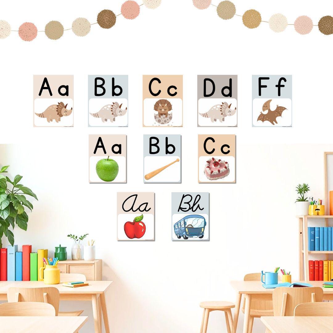 Alphabet Posters - Boho Dinosaurs Themed - Primary, Cursive ...