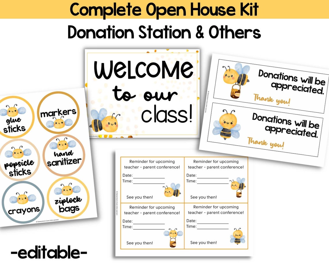 Bee Themed Back to School Kit – Editable Welcome Bulletin Board and ...