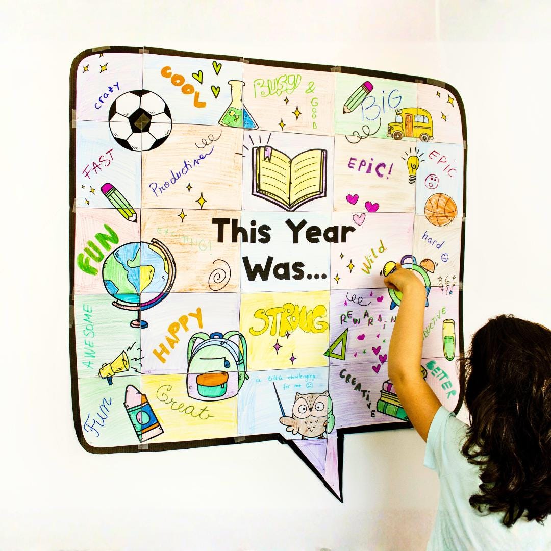End of Year Collaborative Coloring Poster, Homeschool Reflection ...