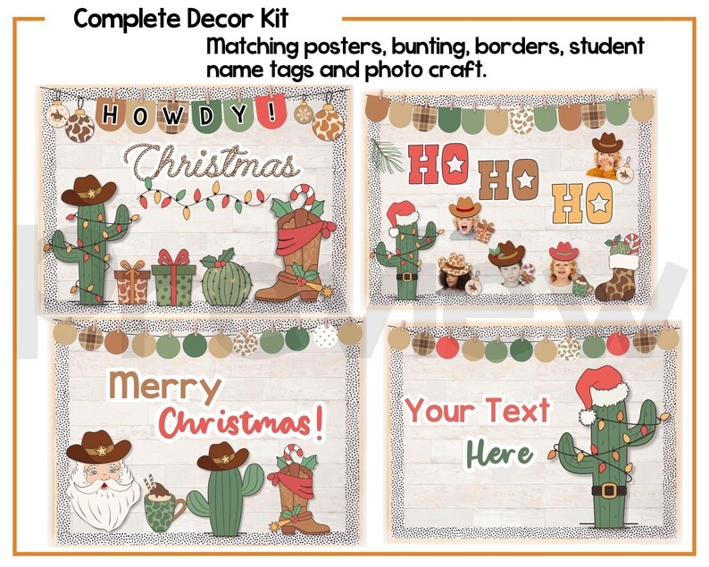 Western Christmas Classroom Decor | Bulletin Board and Door Kit With ...