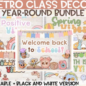Retro Groovy Back to School Classroom Decor and Bulletin Board Kit ...