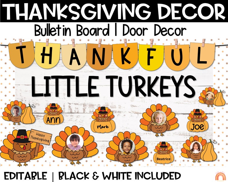 Thanksgiving Little Turkeys Bulletin Board & Classroom Decor - Etsy