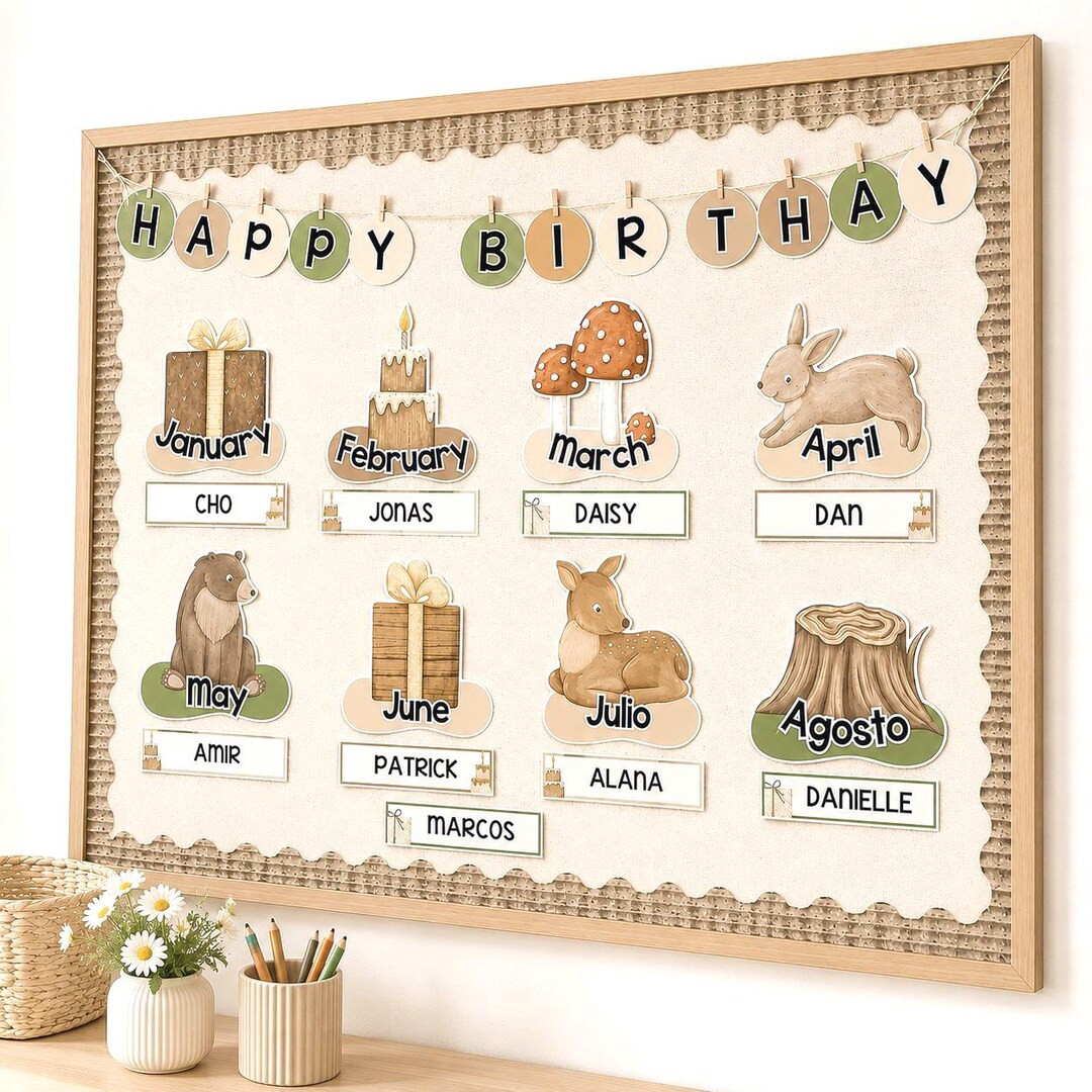 Woodland Birthday Display, Editable Birthday Bulletin Board & Classroom ...