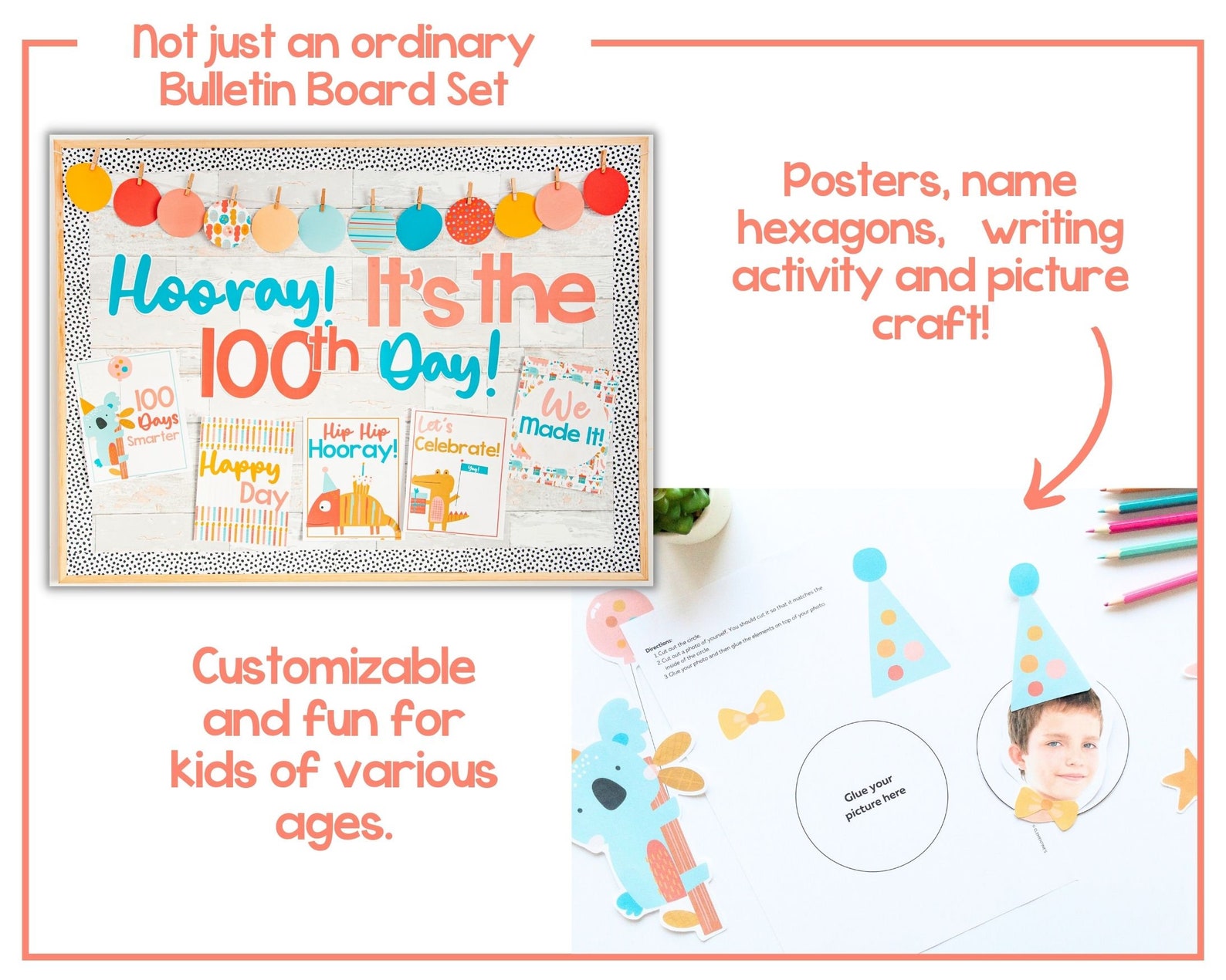 100 Days of School Bulletin Board & Interactive Classroom Decor ...