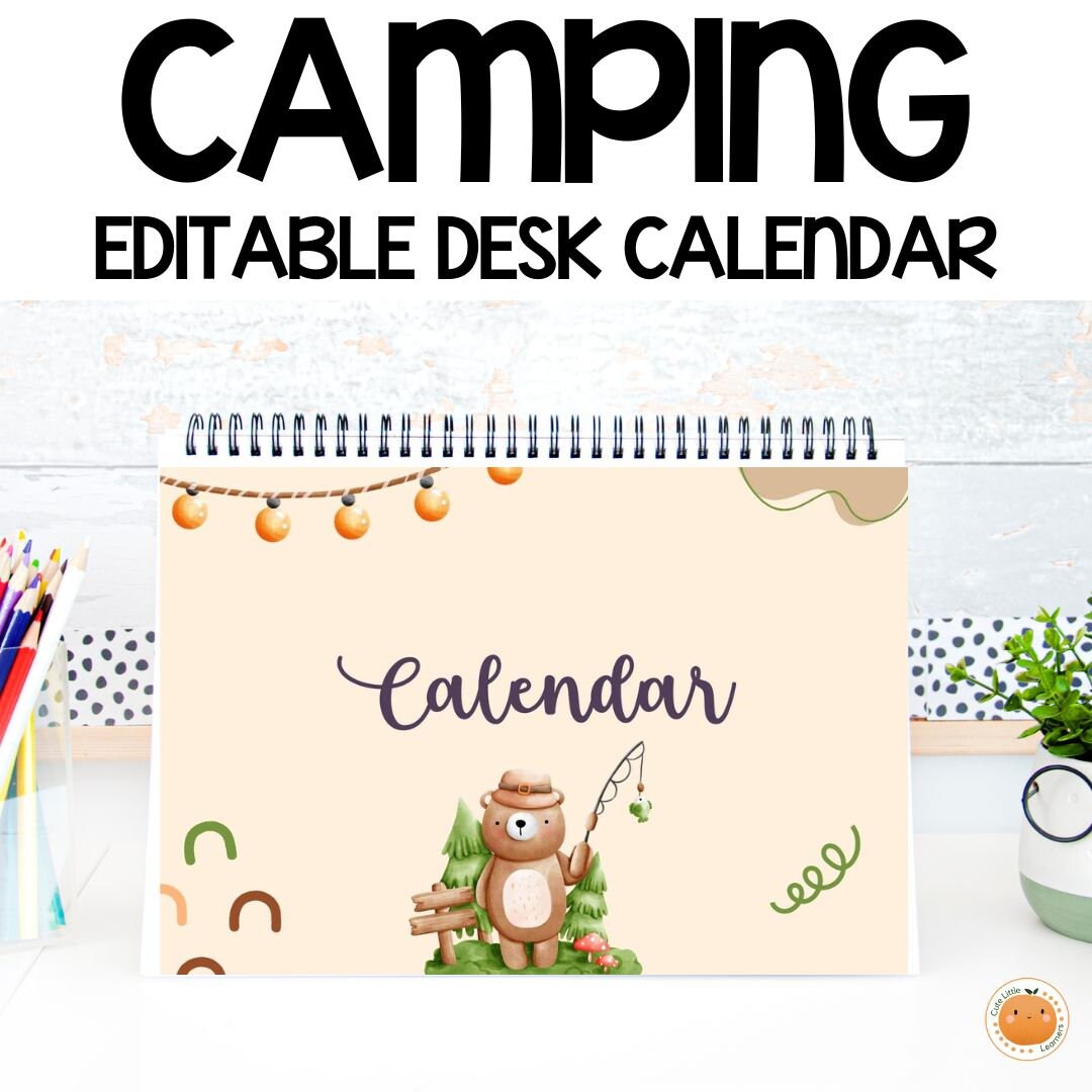 Teacher Desk Calendar Camping Themed Classroom Decor Back to School ...
