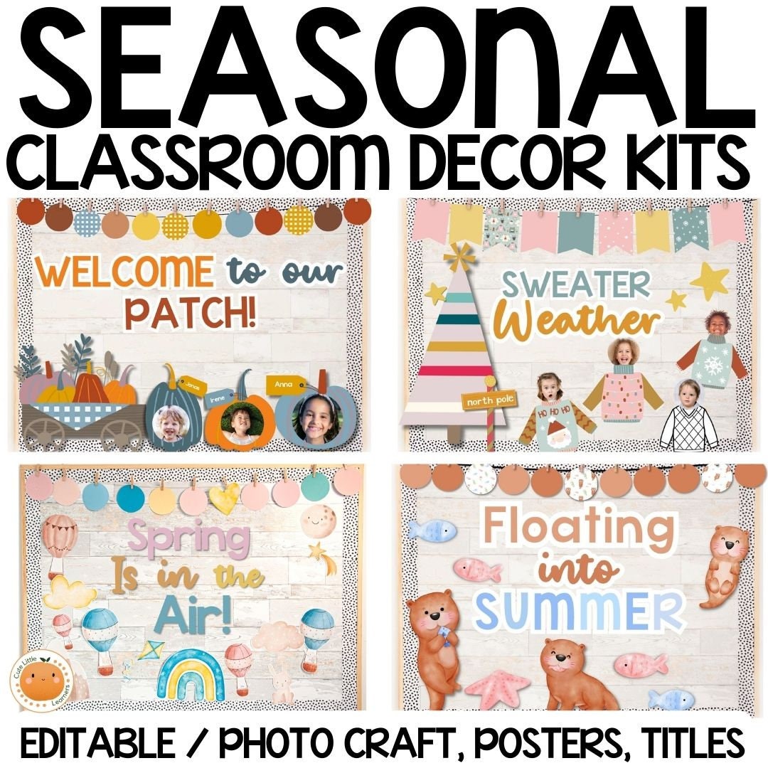 Seasonal Classroom Decor, Year-round Bulletin Board Kits Bundle ...