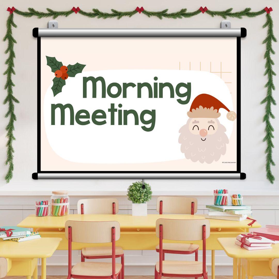 Christmas Themed Daily Classroom Slide Templates With Timers, Centers ...