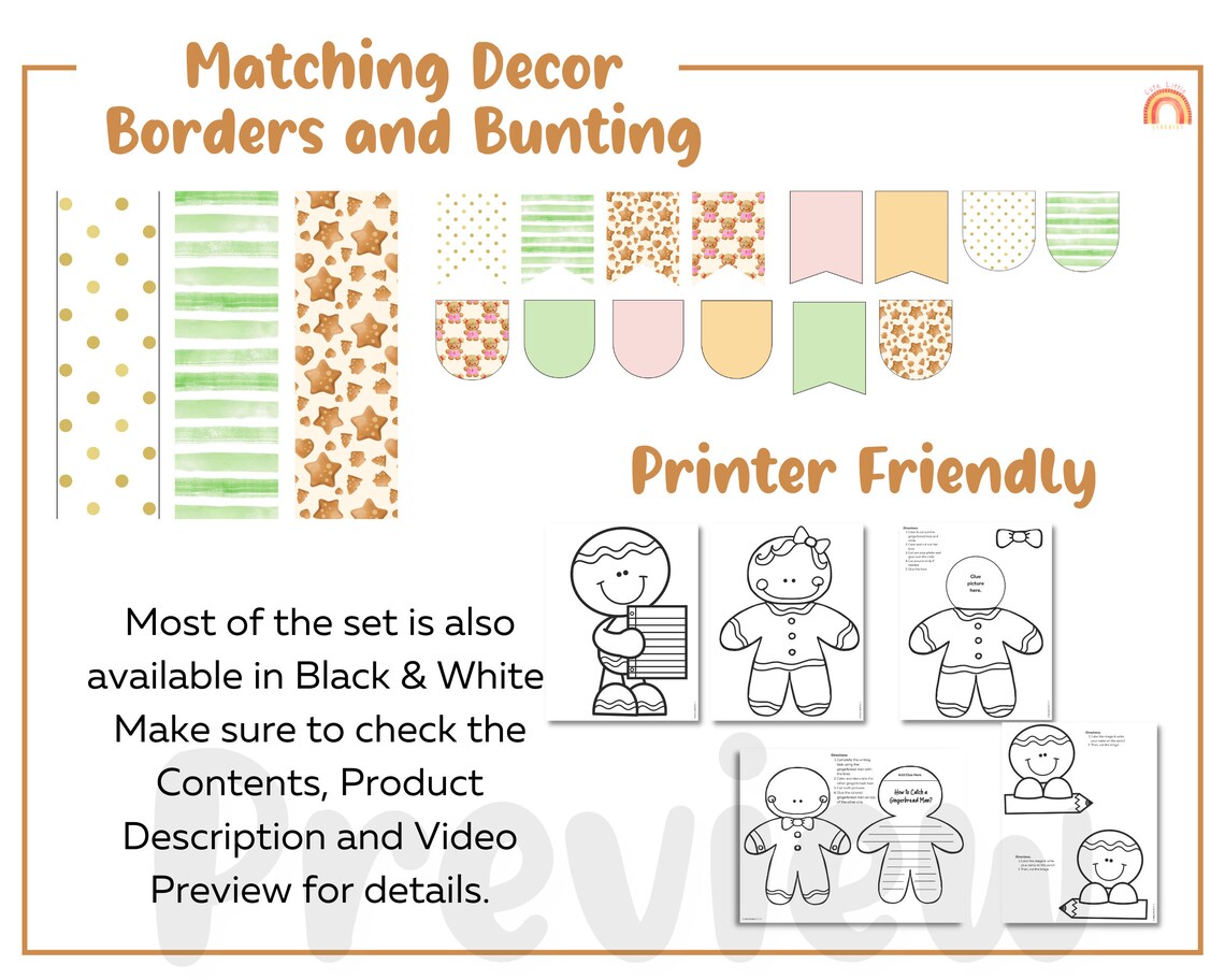 Gingerbread Man Bulletin Board & Classroom Decor Kit - Etsy